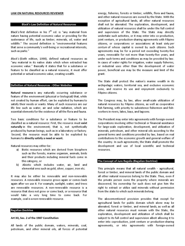 Review of Natural Resource Laws | PDF | Sustainability | Resource