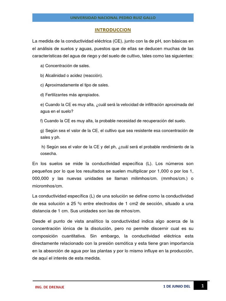 Conductividad Eléctrica en Suelos Agrícolas | PDF | Resistividad ...