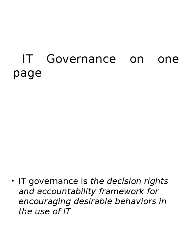 It Governance On One Page | PDF | Governance | Business Process