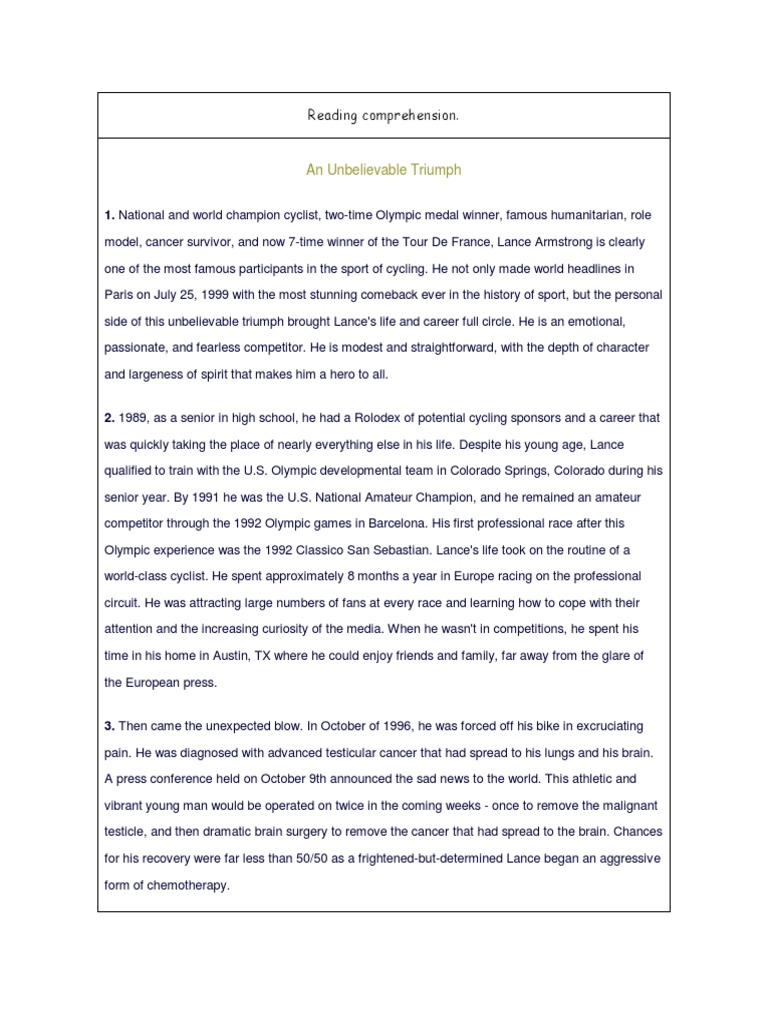 Reading Comprehension Advanced 3 | PDF | Cancer | Clinical Medicine