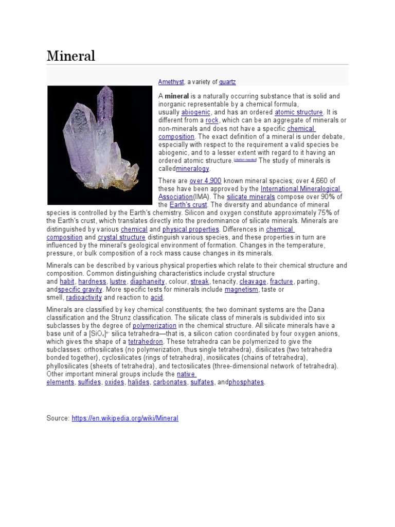 Mineral: Amethyst Quartz | PDF | Minerals | Chemistry