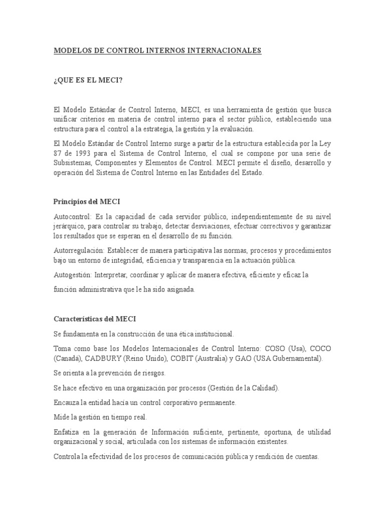 MECI: Modelo de Control Interno Público | PDF | Planificación | Software