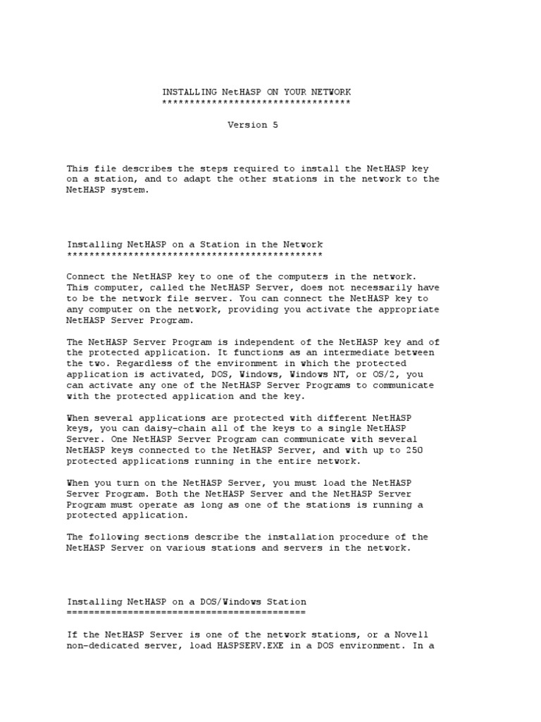 Install NetHASP on Your Network | PDF | Computer Data | Computer Network