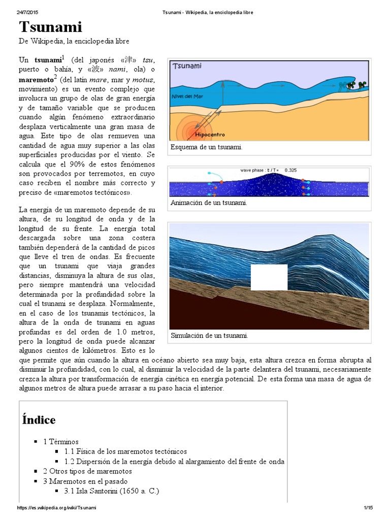 Tsunami - Wikipedia, La Enciclopedia Libre | Tsunami | Oceanografía Física