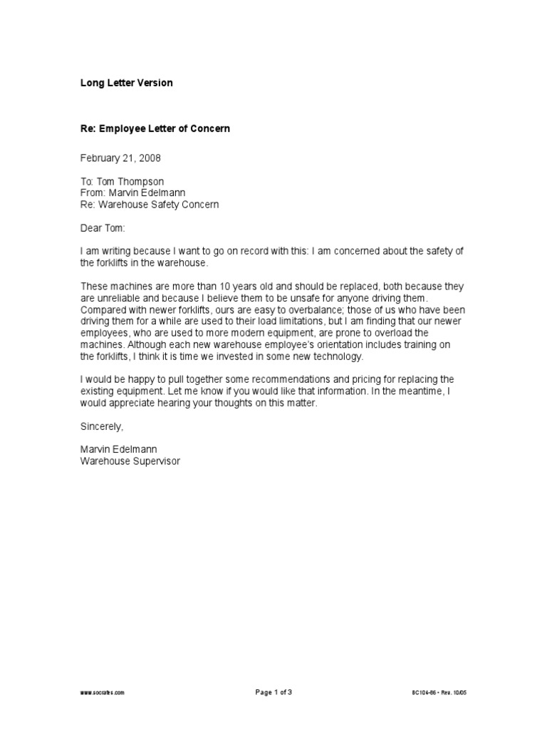 Employee Letter of Concern | PDF | Forklift | Business