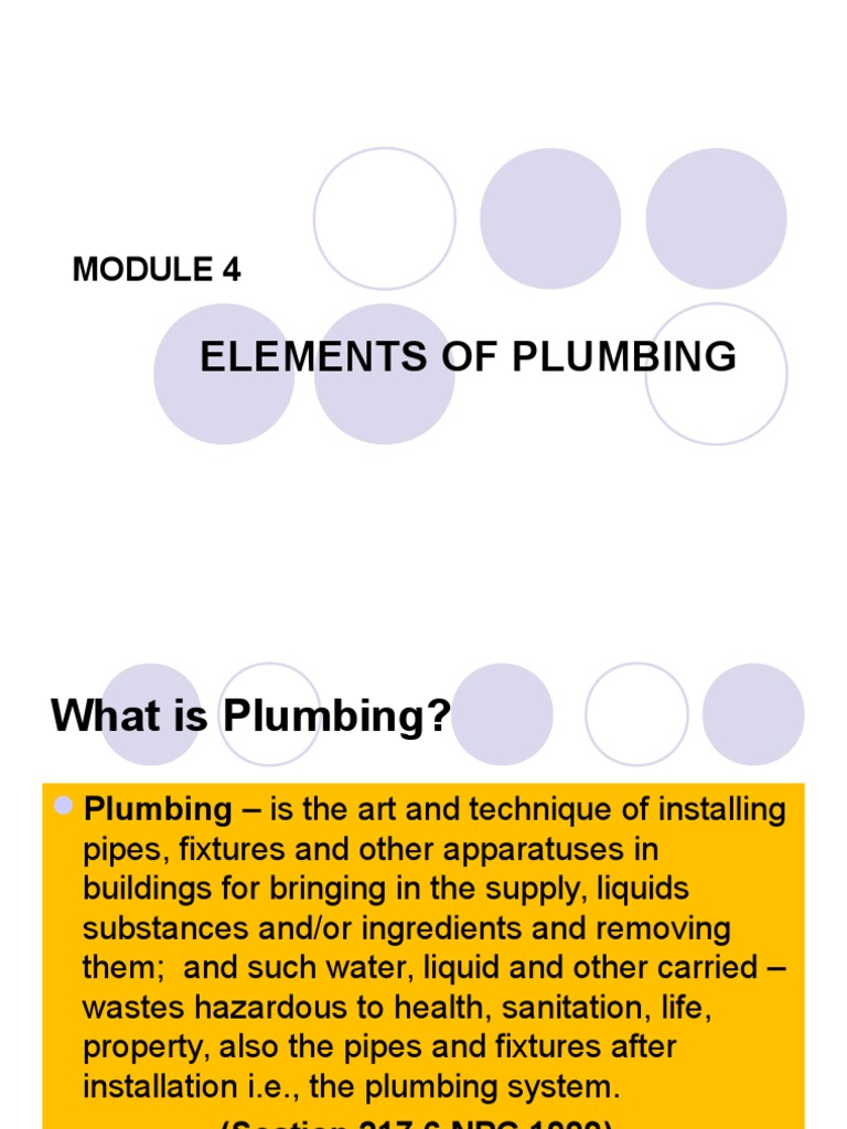 Module 4elementsofplumbing | PDF | Plumbing | Tap (Valve)
