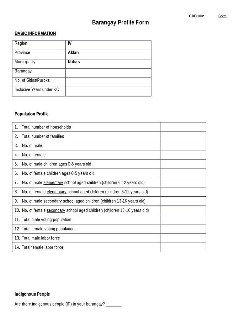 Barangay Profile | Download Free PDF | Malnutrition | Poverty