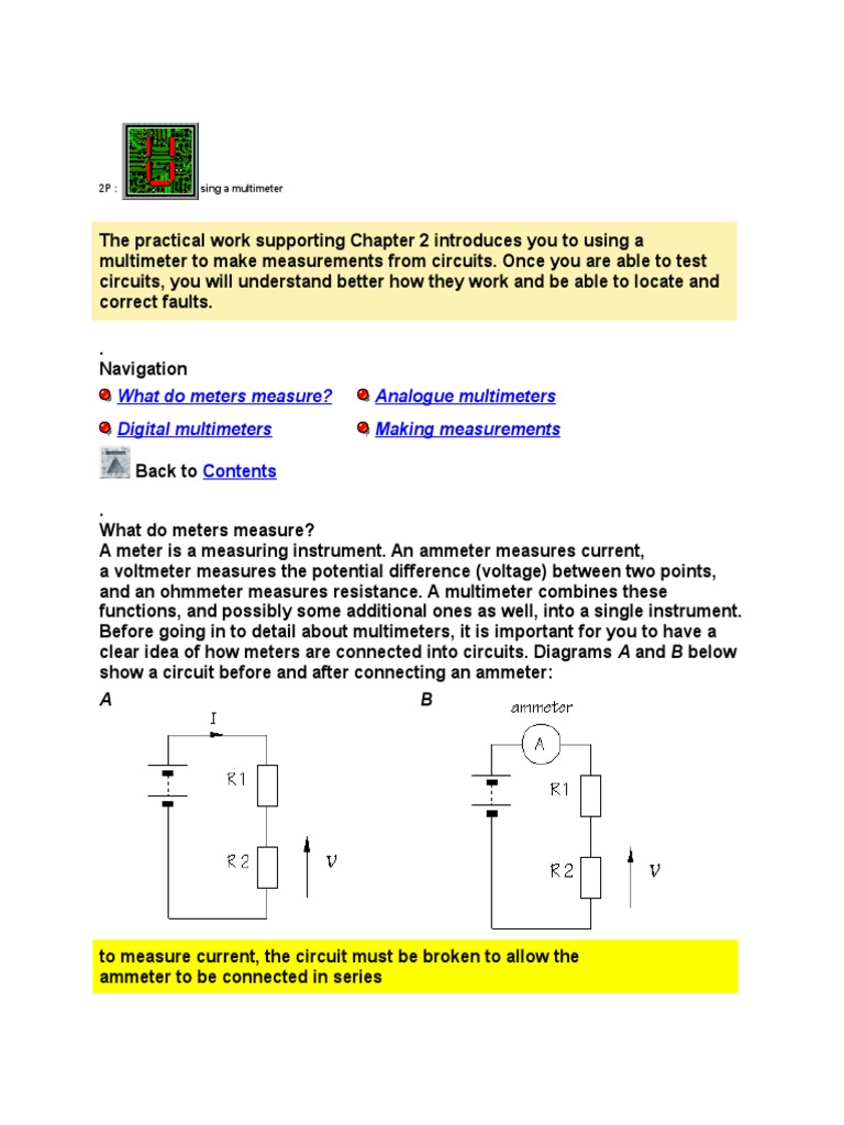 Using a Multimeter to Measure Circuits | PDF | Resistor | Electrical ...