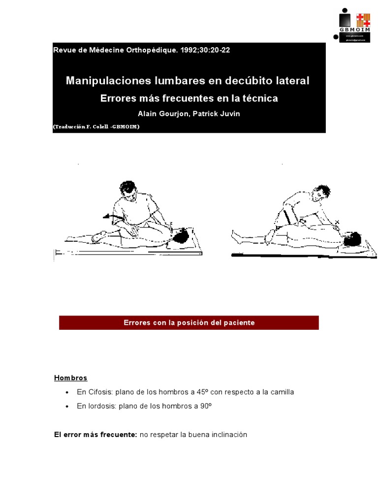 8-Manipulaciones Lumbares en Decubito Lateral. Errores Mas Frecuentes