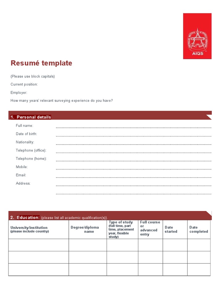 AIQS Resume Template | PDF | Career & Growth | Business