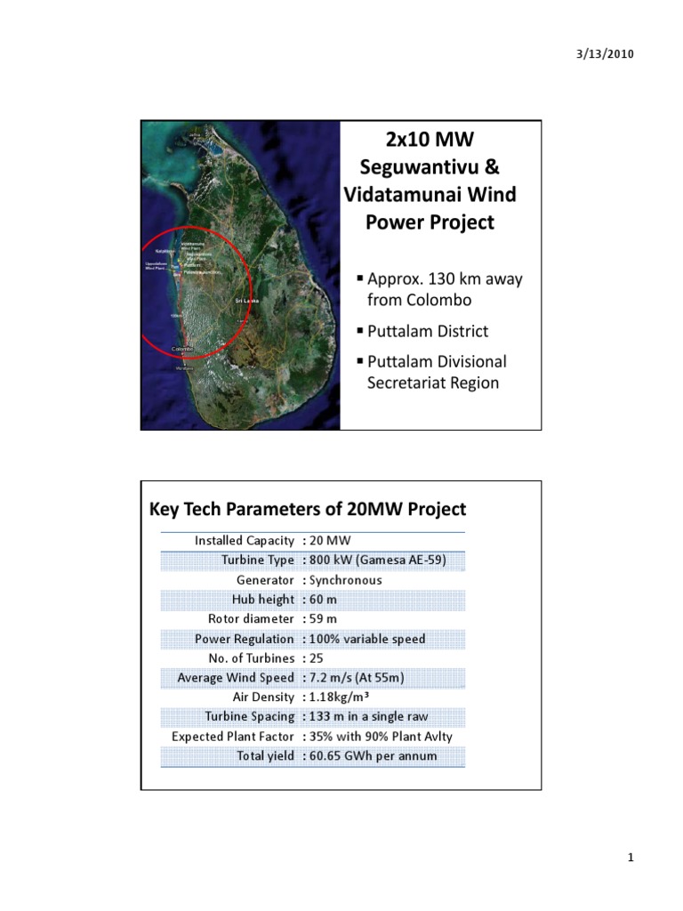 20 MW Wind Project Sri Lanka | PDF