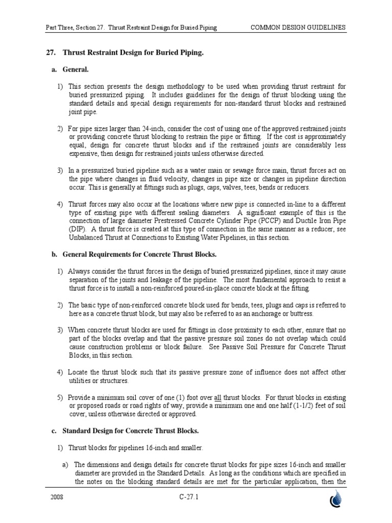 Thrust Restraint Design For Buried Piping | PDF | Pipe (Fluid ...
