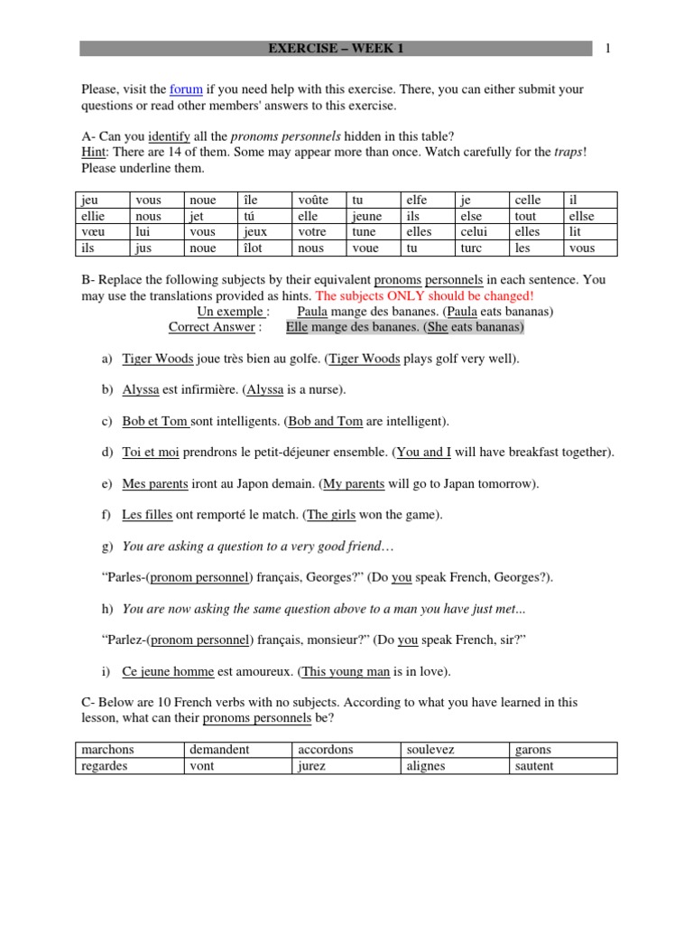 Basic French Exercises | PDF | Grammatical Gender | Semantic Units