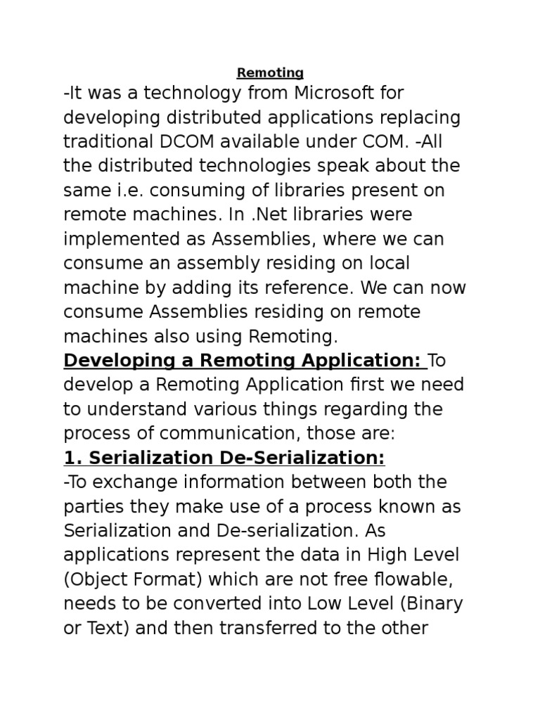 Developing A Remoting Application: To | PDF | Class (Computer ...