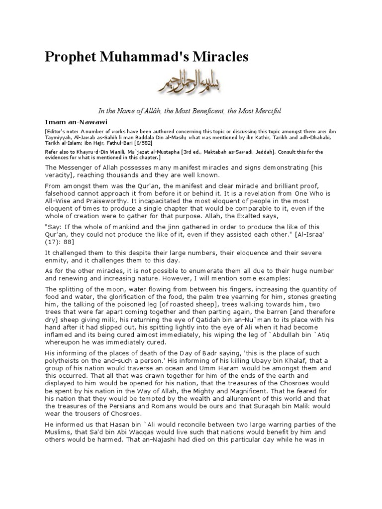 Prophet Muhammad's Miracles | PDF | Abrahamic Religions | Monotheistic ...