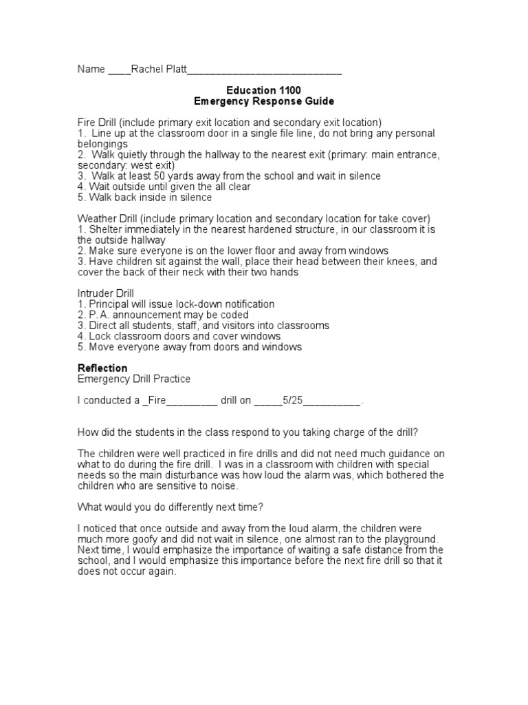 Emergency Response Drill Procedures | PDF