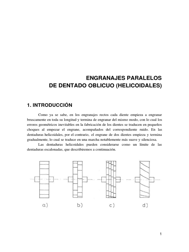 Engranajes Helicoidales: Diseño y Funcionamiento | PDF