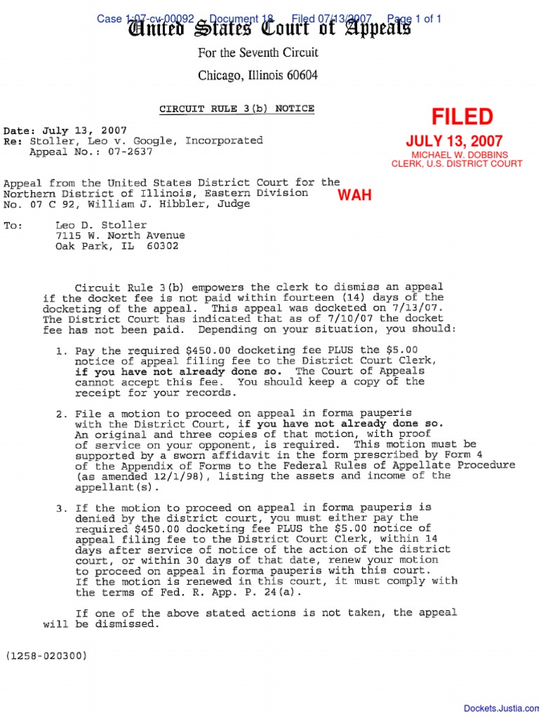 Leo Stoller vs. Google Inc - Document No. 18 | PDF