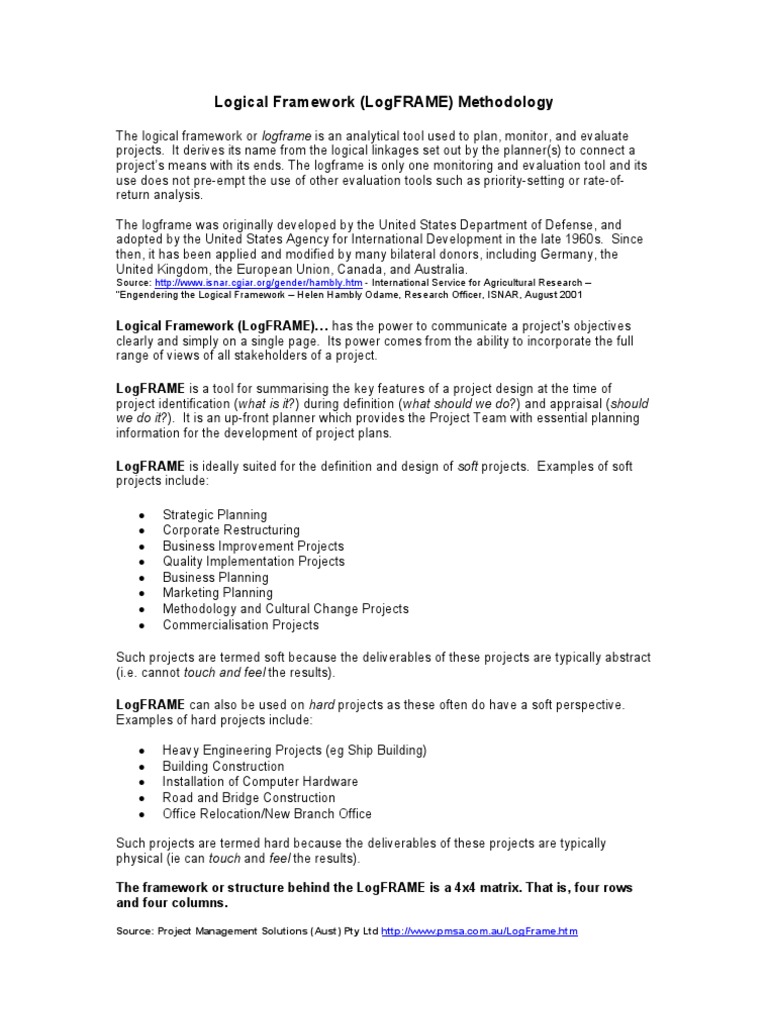 Logical Framework Information | PDF | Evaluation | Project Management
