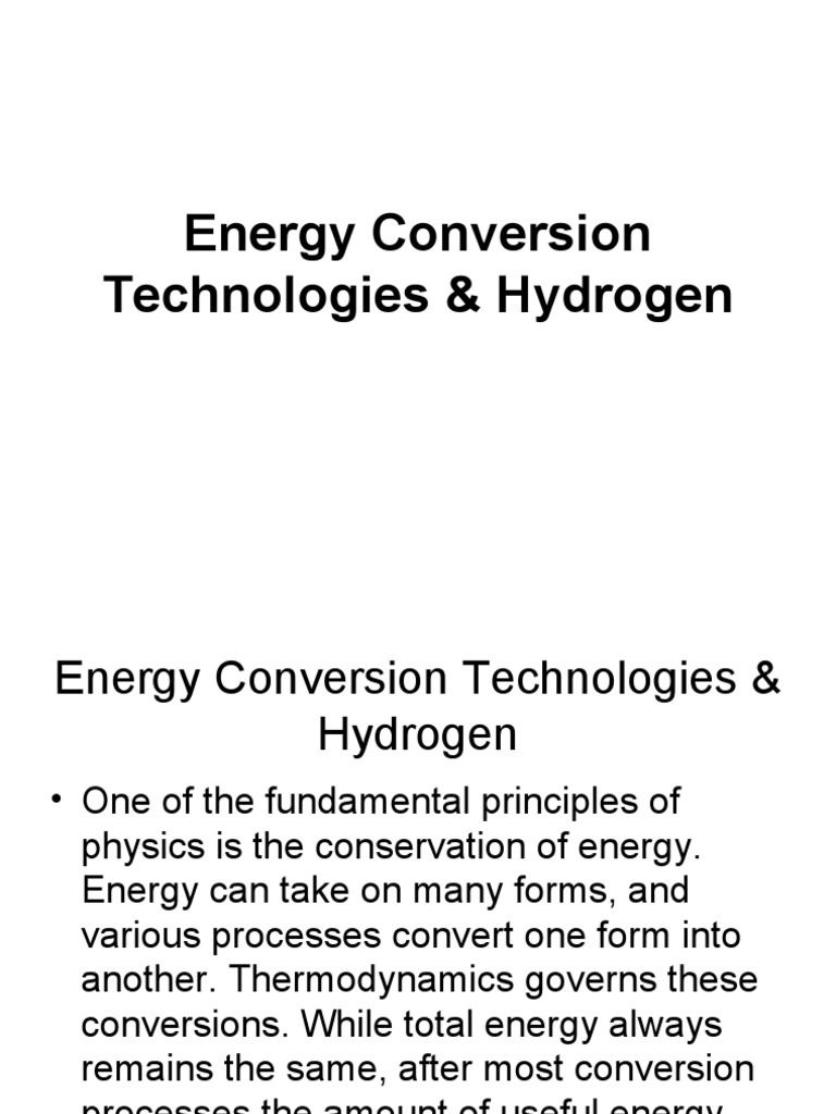 Energy Conversion Technologies & Hydrogen | PDF | Energy Development ...