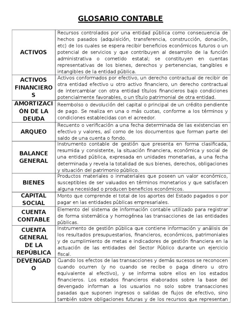Glosario Contable | PDF | Efectivo | Contabilidad