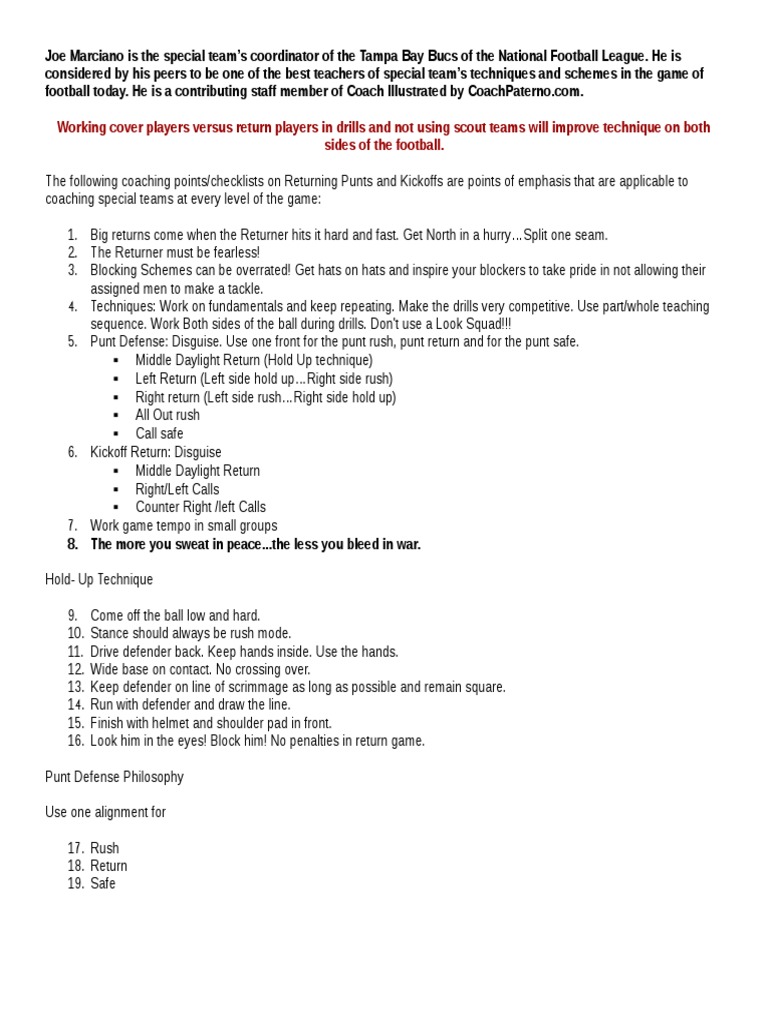 Punt Return | PDF | Career & Growth | Sports & Recreation