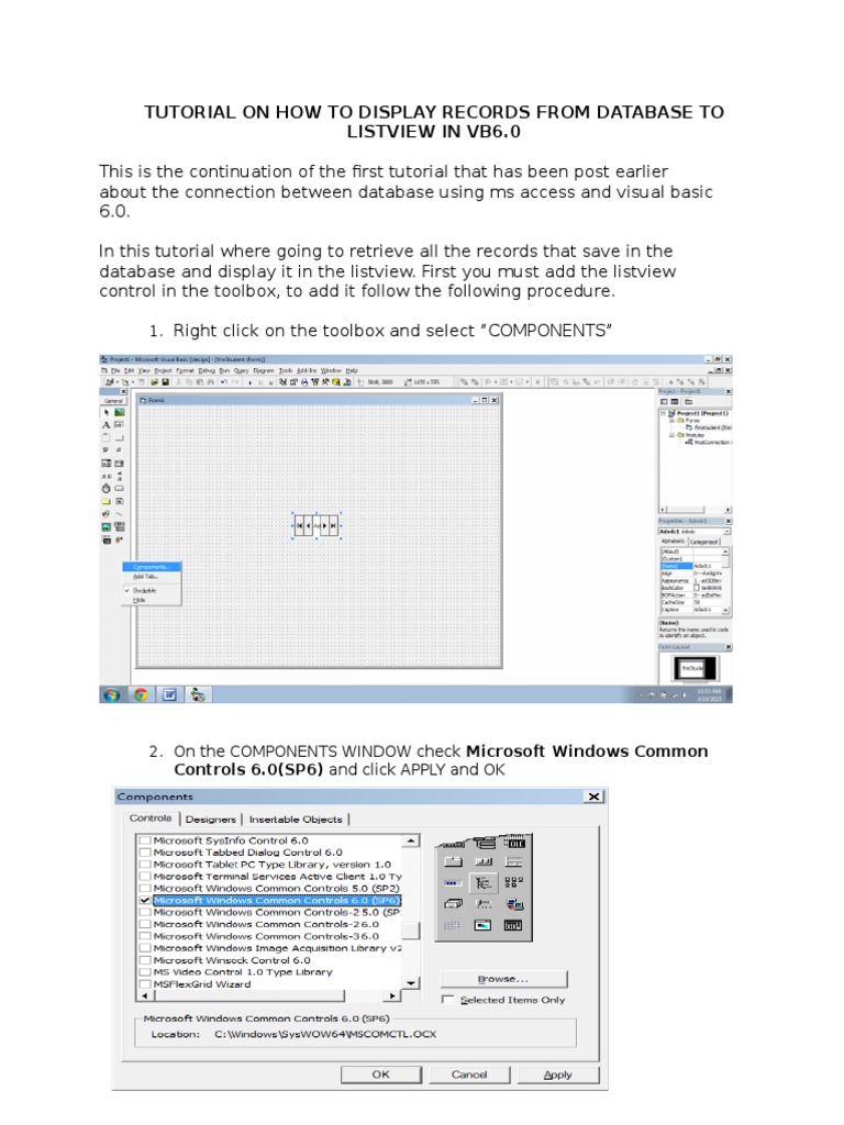Tutorial On How To Display Records From Database To Listview In Vb6 Pdf