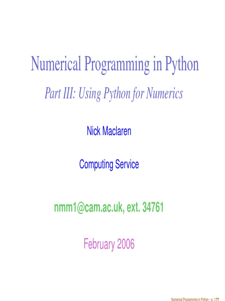 Python for Numerical Computing | PDF | C (Programming Language) | Matrix (Mathematics)