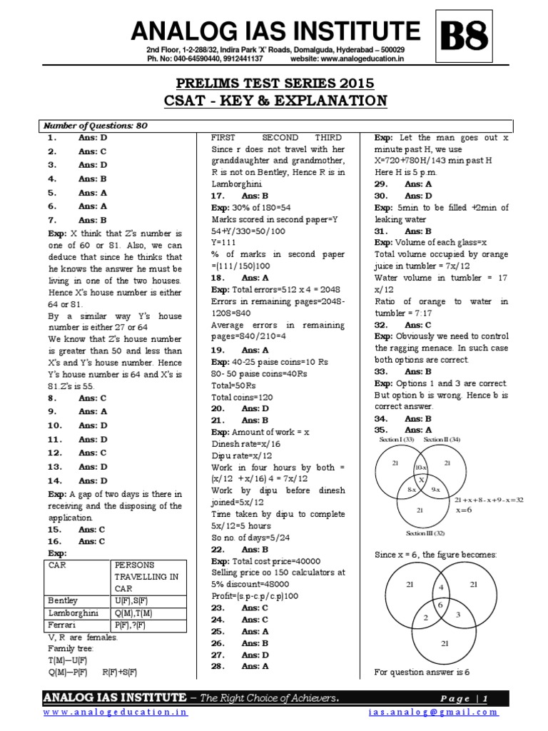 CSAT KEY EXPLANATION | PDF | Business