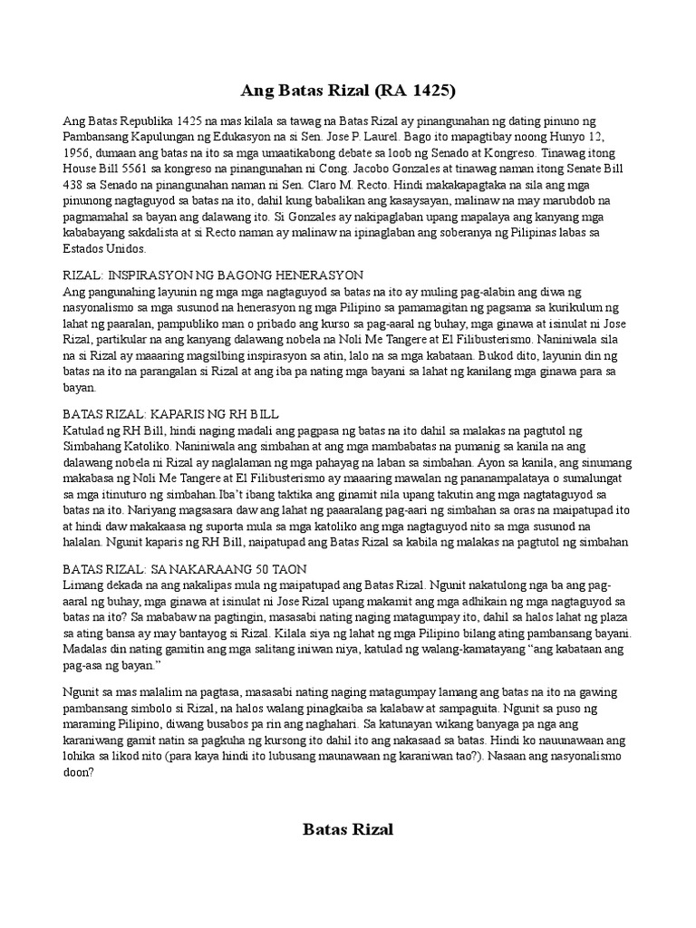 Batas Rizal | PDF