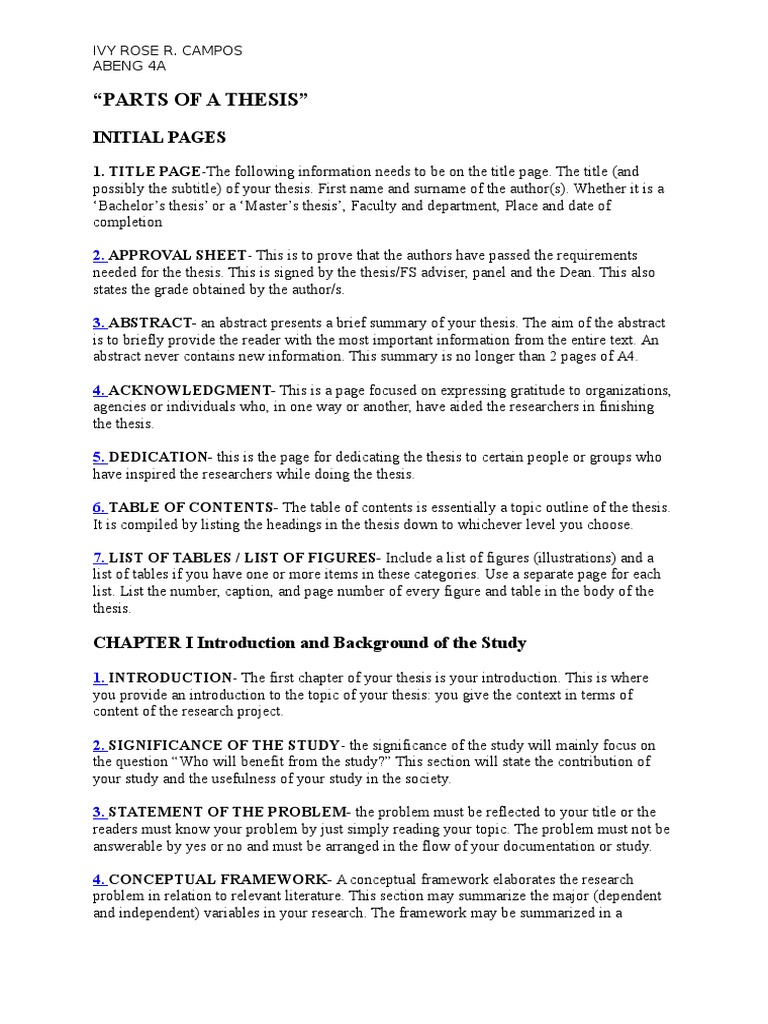 Parts of Thesis | PDF | Thesis | Research Design