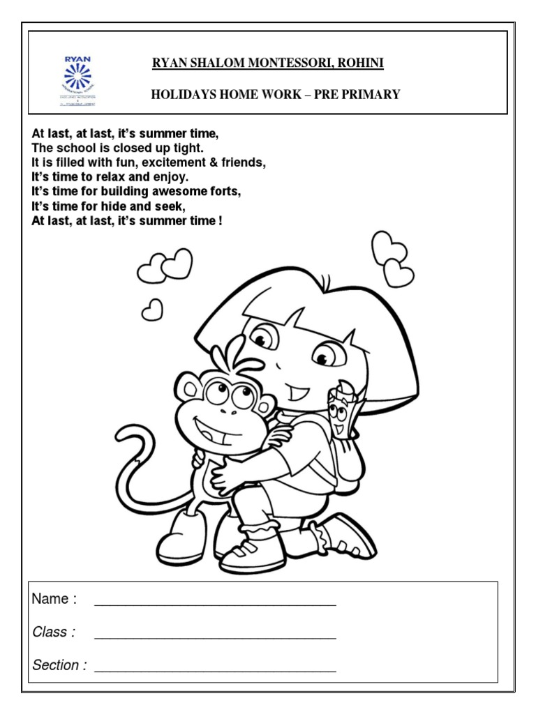 Pre-Primary - Holiday Homework | PDF