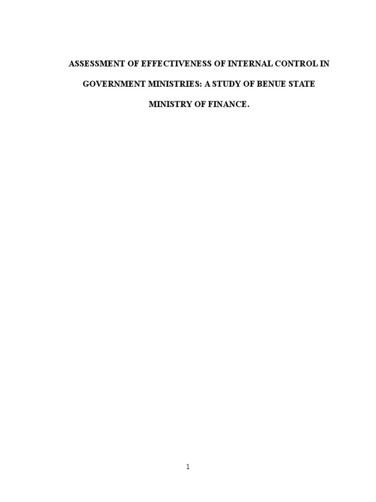 Assessment of Effectiveness of Internal Control in Government ...