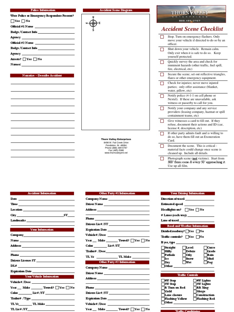Accident Scene Checklist | PDF | Traffic | Road Transport