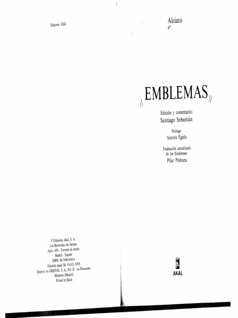 Alciato-Emblemas-Ed. Santiago Sebastian | PDF