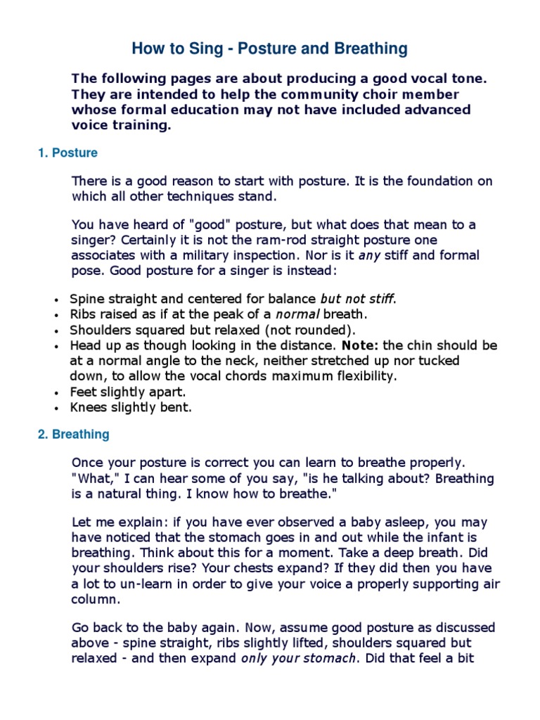 How To Sing - Posture and Breathing | PDF | Vocal Pedagogy | Singing
