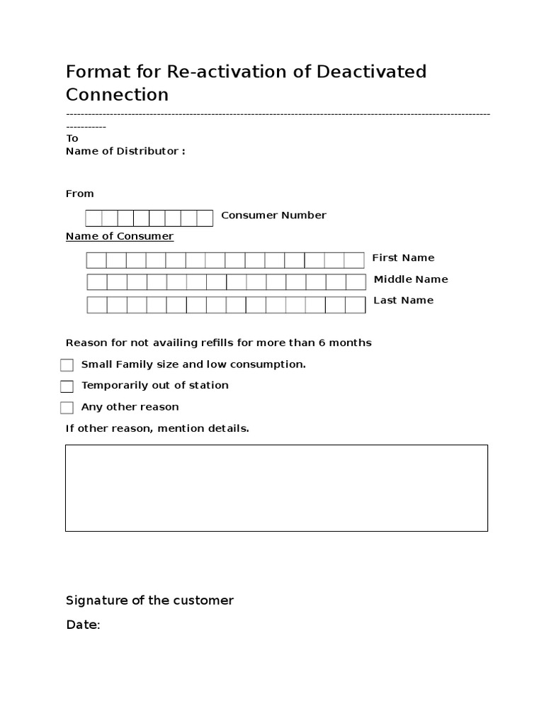 Format For Reactivation Gas Connection | PDF | Law