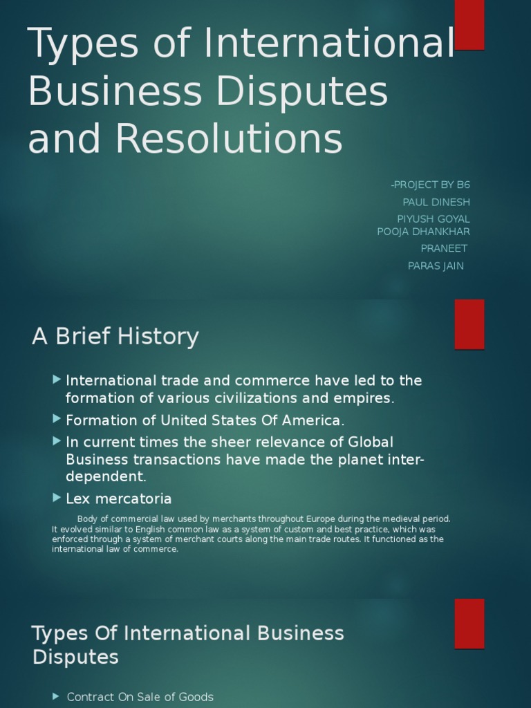 Types of International Business Disputes and Resolutions | PDF ...