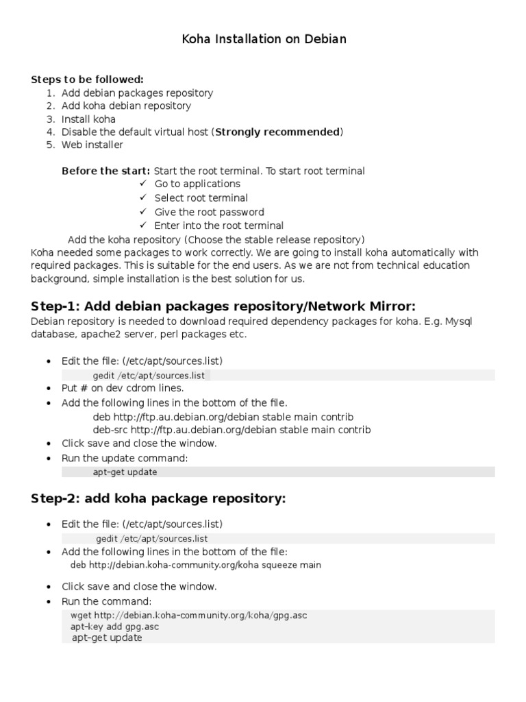 Koha Installation On Debian | PDF | Superuser | Domain Name System