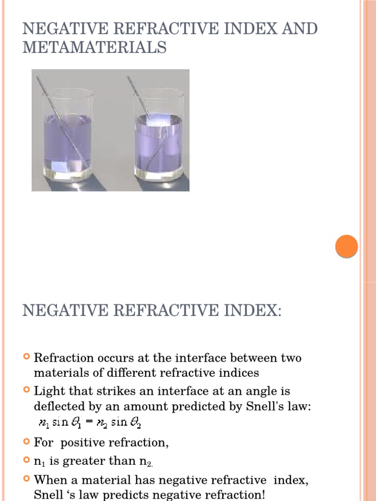 Negative Refractive Index and Metamaterials | PDF | Metamaterial | Nanomaterials