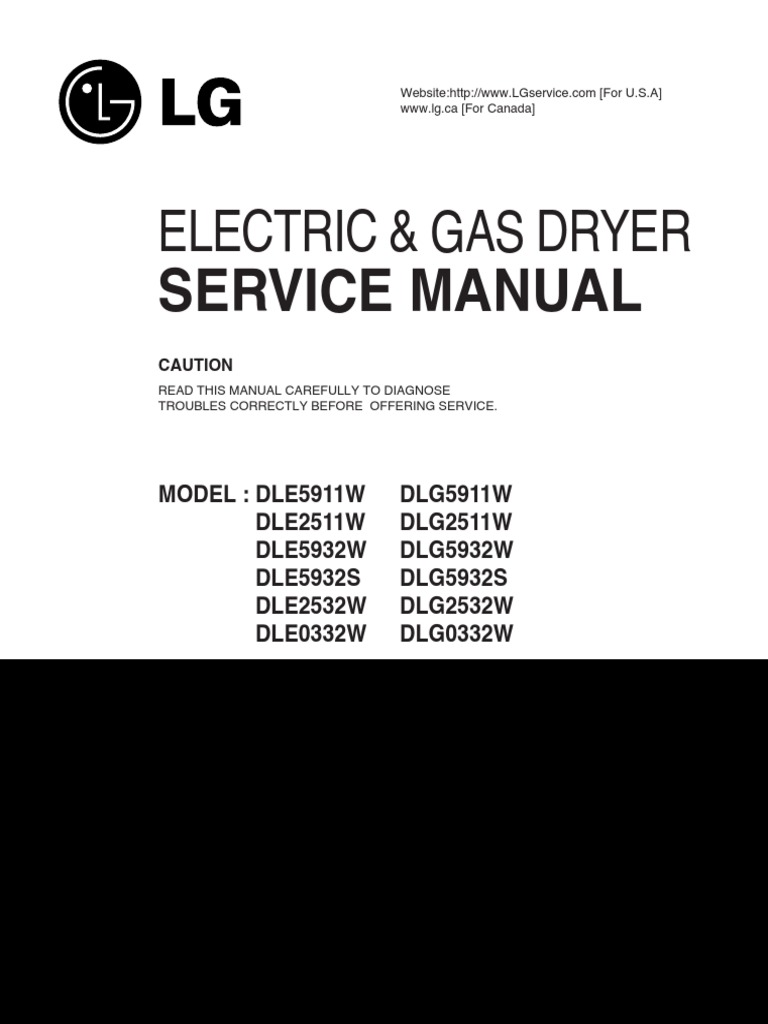 LG Dryer Service Manual Overview | PDF | Electrical Connector ...