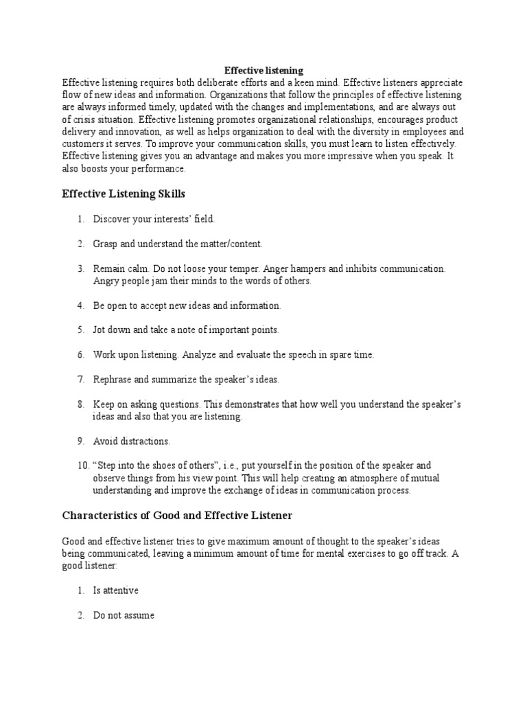 Effective Listening | PDF