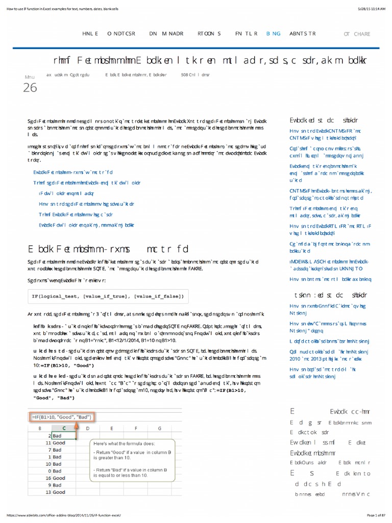 How To Use If Function In Excel Examples For Text Numbers Dates Blank Cells Pdf
