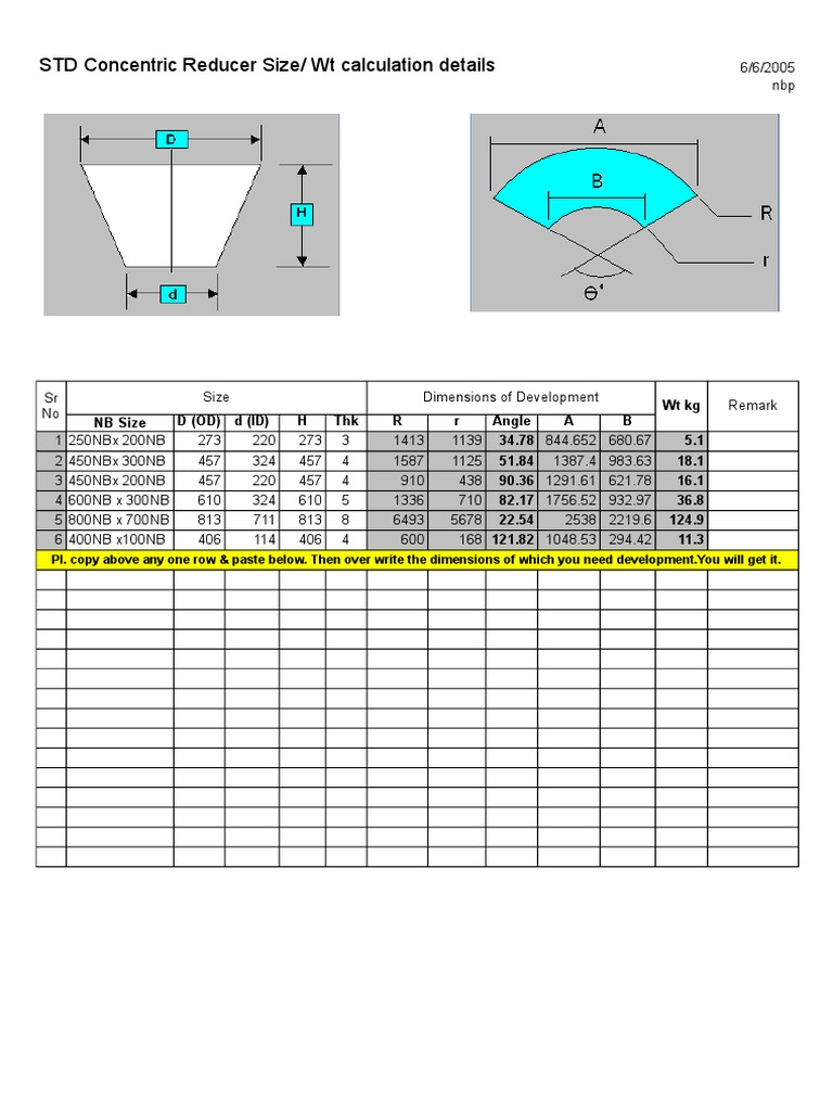 Concentric Reducer and Miter Bend Calculations | PDF