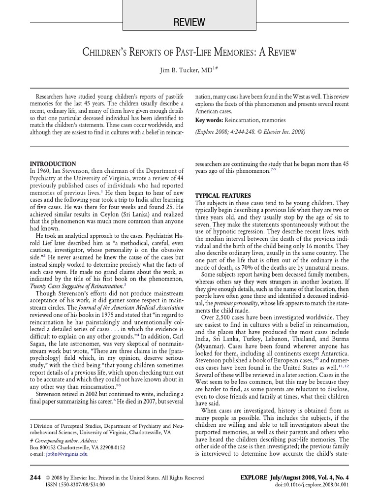Childrens Reports of Past Lives | PDF