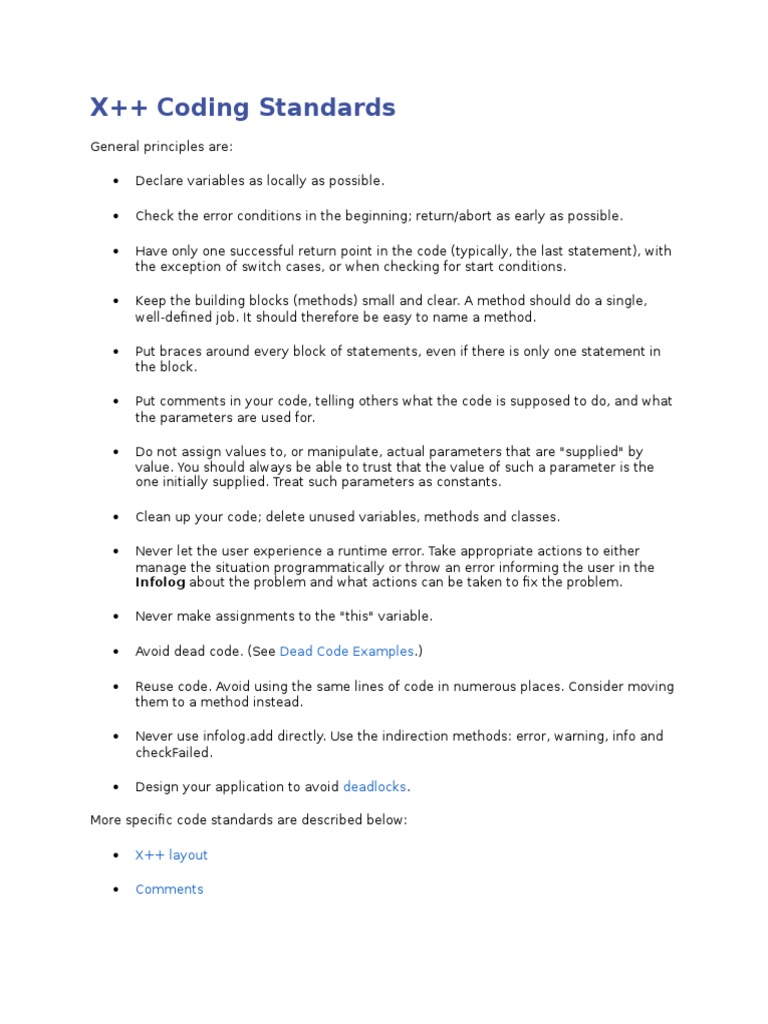 X++ Coding Standards | Download Free PDF | Control Flow | Computer Data ...