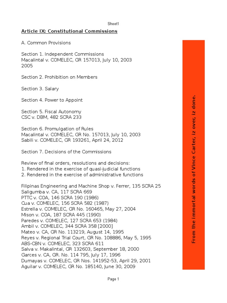 Constitutional Commissions Overview | PDF | Commission On Elections ...