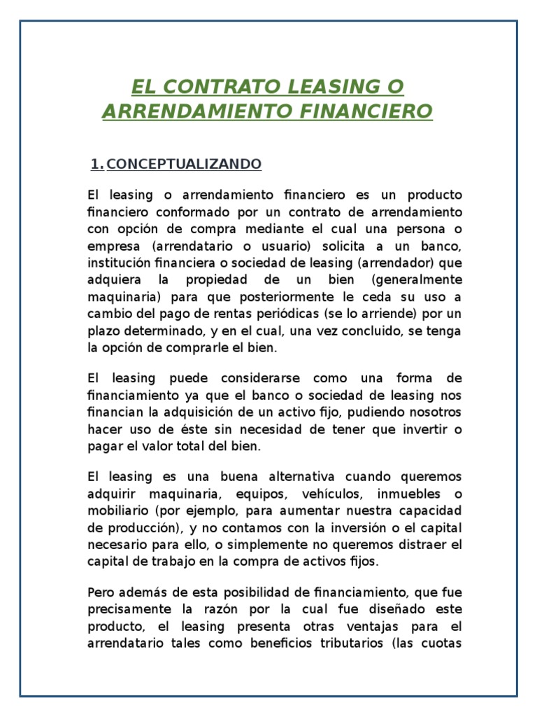 EL-CONTRATO-LEASING-O-ARRENDAMIENTO-FINANCIERO.docx | Arrendamiento ...