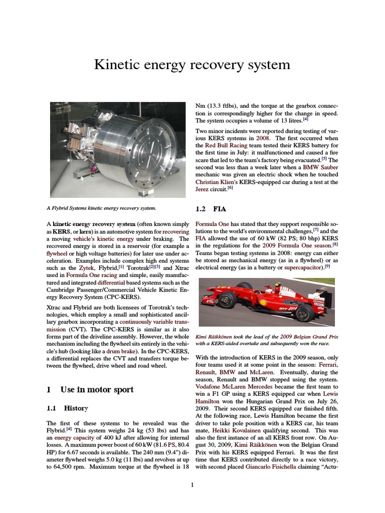 Kinetic Energy Recovery System | PDF | Motorsport | Fédération ...