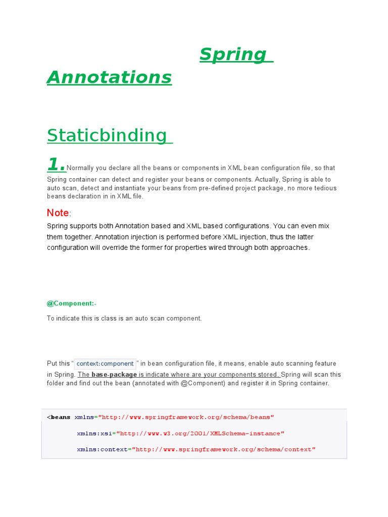 Spring Annotations | PDF | Spring Framework | Application Programming ...